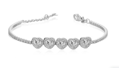 Bracciale Le Scritte dell'Amore Donna Argento 925 Tennis 5 Cuori Crystal_LSB18 | eBay