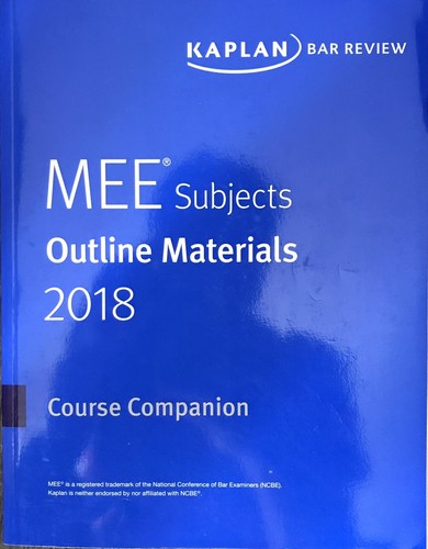 📚🆕⚖️ **NEW** 2018 Kaplan PMBR Bar Review MEE Subjects Outline Materials ...
