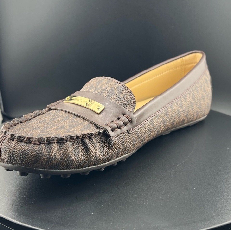 Size 5.5-Michael Kors Everett Loafer Women Brown Signature Logo Slip-On ...