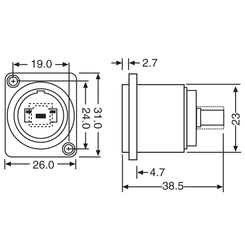 Neutrik USB 2.0 Type A / Type B Chassis Silver NAUSB | eBay Australia