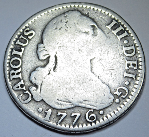 1776 Spanish Silver 2 Reales Genuine Antique US Colonial Pirate ...