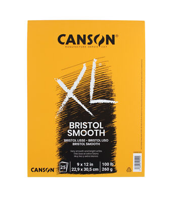 Canson XL Series Bristol Pad, Paper Fold Over, 100 Pound, 9x12 Inch, 25 ...