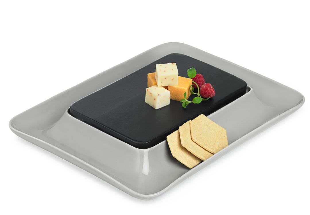 Hotel Collection Modern Wood & Stone Cheese Cracker Server Tray H1857 ...