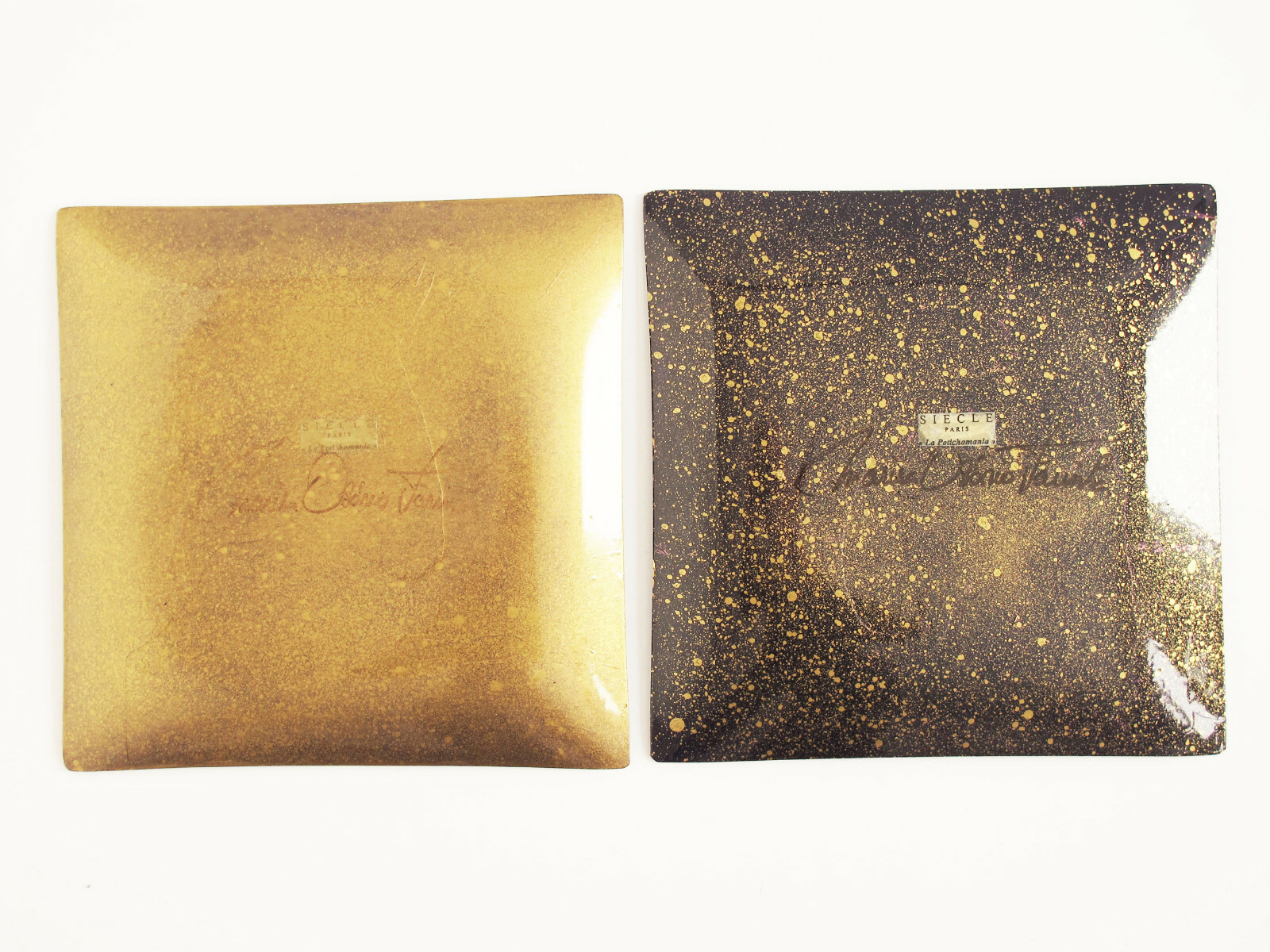 2 Marisa Osorio Farinha Siecle Paris Glass Gilt Decoupage Plates ...