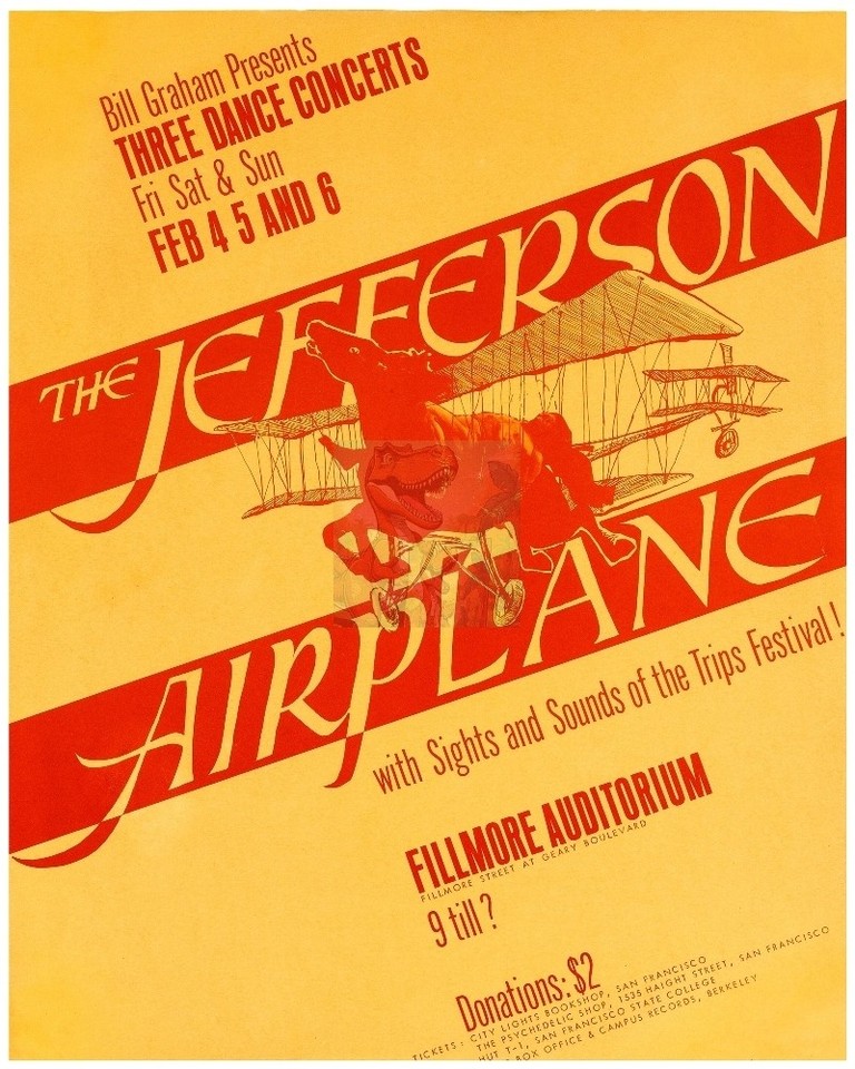 Jefferson Airplane 1966 Fillmore : Live Concert Tour Repro Poster - 30 ...
