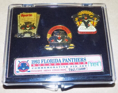 1993 Florida Panthers #742/10,000 Commemorative Pin Set in Plastic Case ...