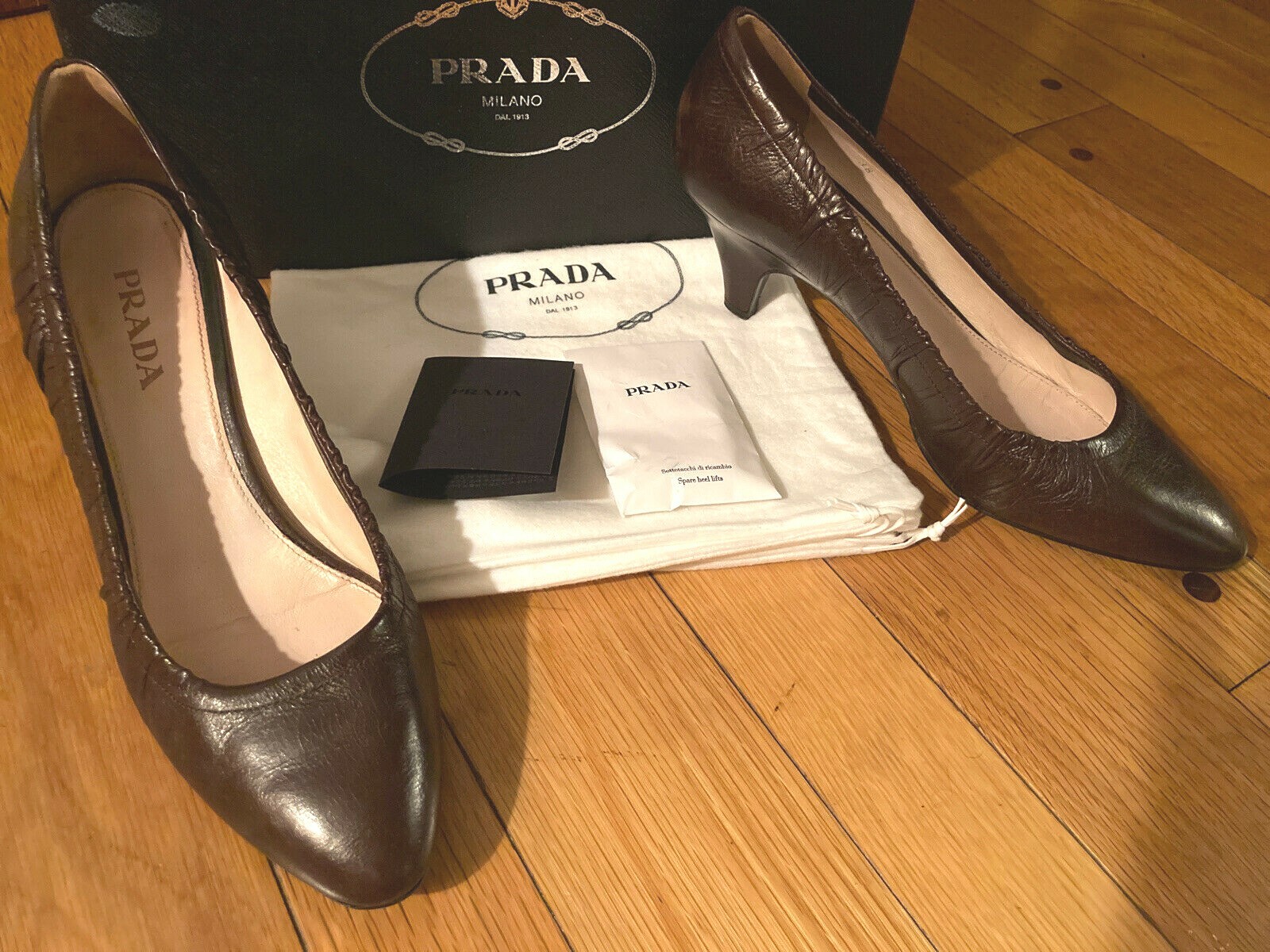 100% Authentic Prada Ruched Chocolate Brown Pumps Sof… - Gem