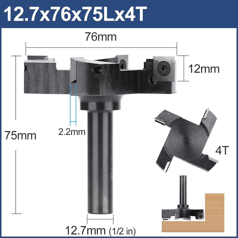 1/2" Shank CNC Spoilboard Surfacing Router Bit Wood Slab Planing ...