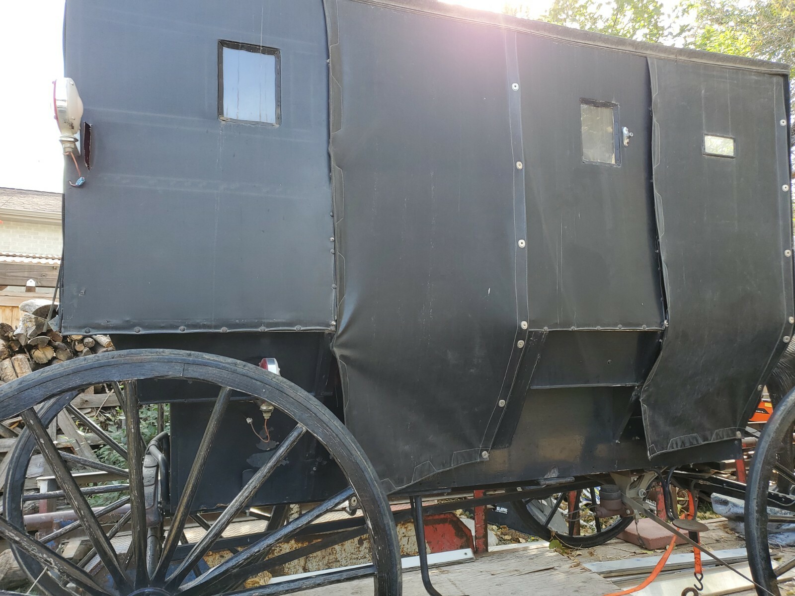 Authentic Amish Carriage / Buggy Black, Foot Brake Amish Horse Drawn ...