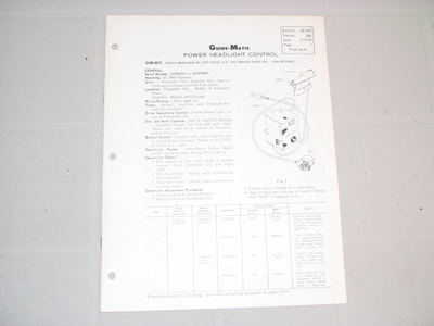 60 Pontiac Guide-Matic Power Headlight Control Bulletin USED | eBay