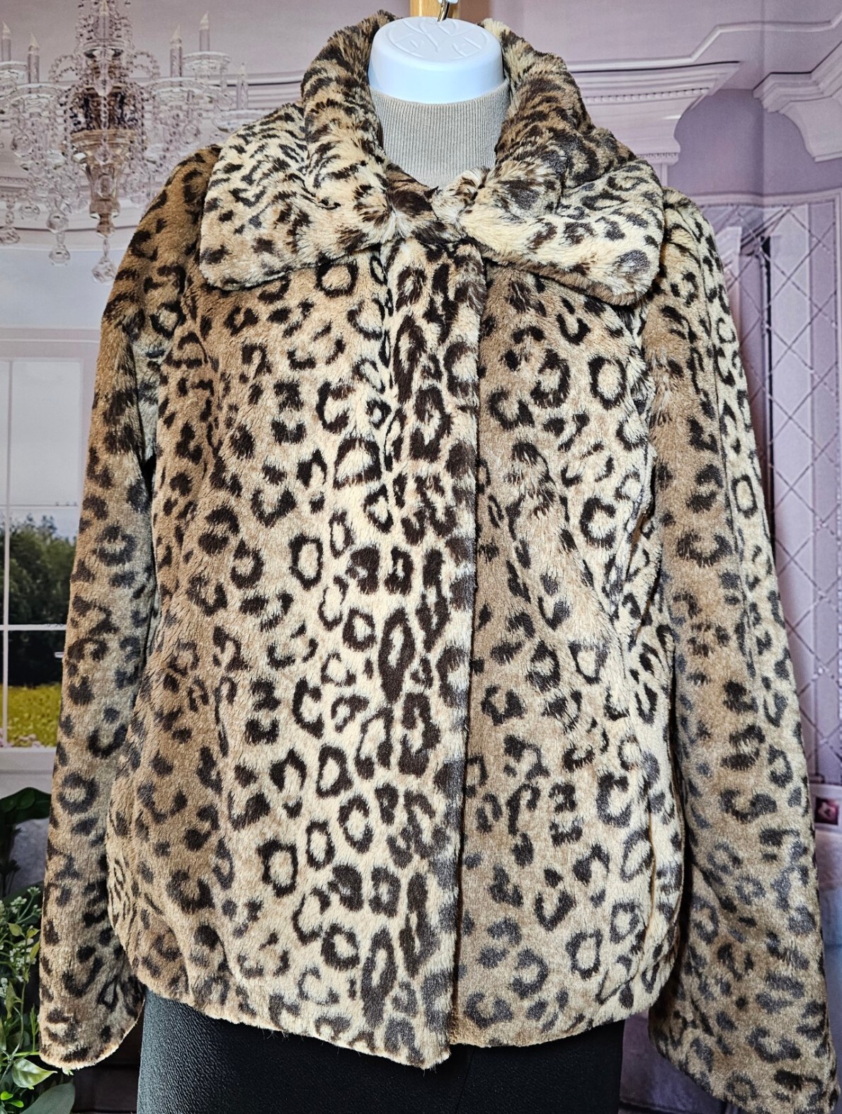 Beautiful KASPER Faux Fur Leopard Cheeta Coat/Jacket Lined Medium | eBay