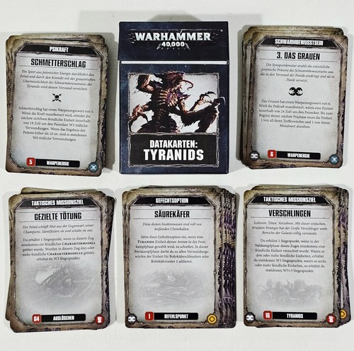 Warhammer 40K Data Cards Tyranids Gorgon Jormungandr Behemoth Leviathan ...