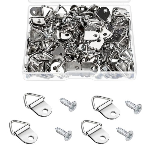 100Pcs Triangle Rings Frame Hooks for Picture Hanging with Screws for ...