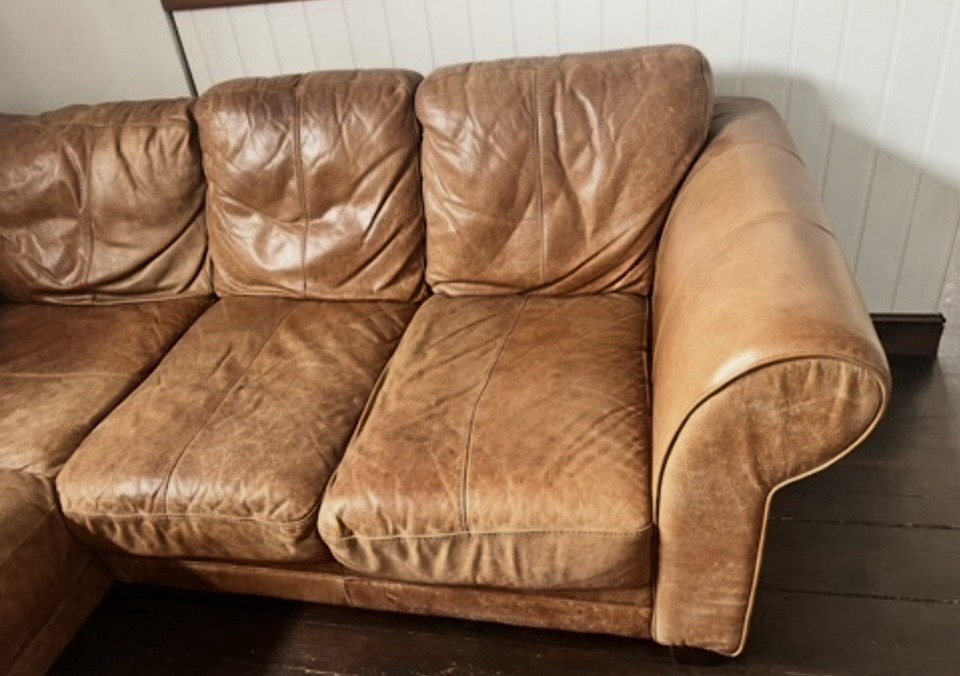DFS Tan Brown Leather Armchair And Corner Sofa Right Hand | eBay UK