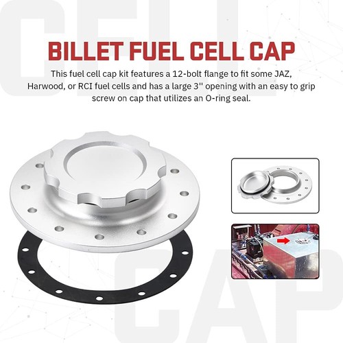 160mm Billet Aluminum Easy Fill Fuel Cell Gas Cap w/ 12 Hole Cell Bung ...