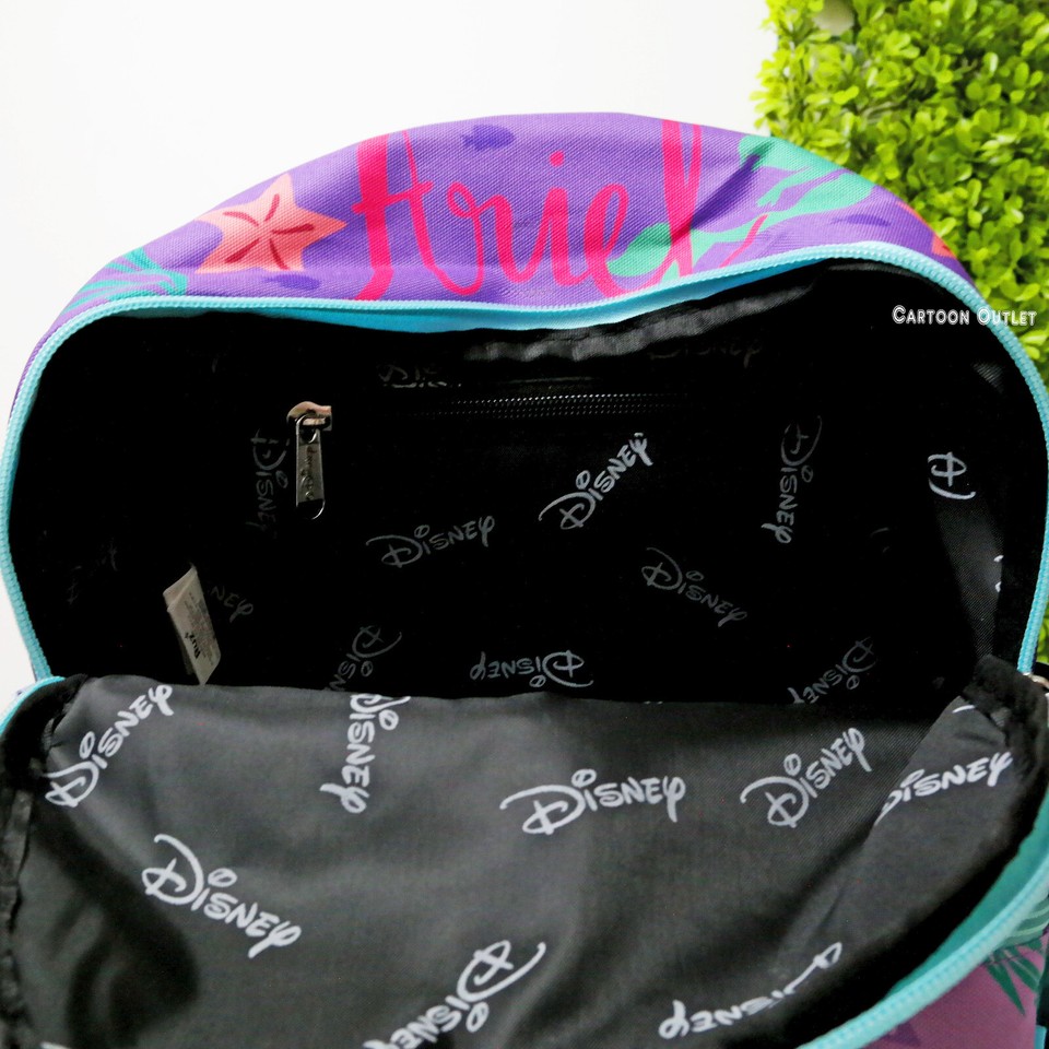 Disney Ariel Nylon Backpack 13" Deluxe All Over Print Purse The Little ...