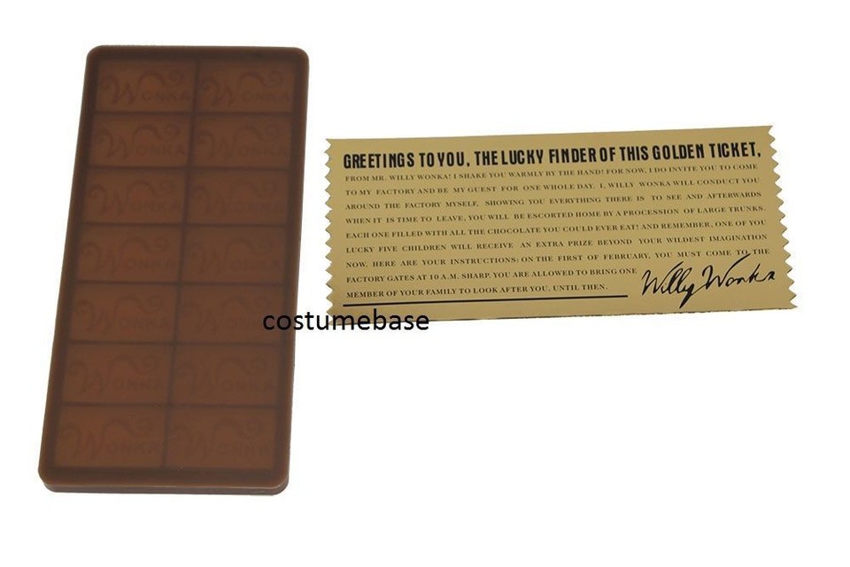 WILLY WONKA DIY MOULD + Golden TICKET Chocolate Bar Casting Mold 7.5 ...