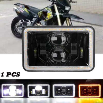 4x6"Inch LED Headlight DRL Turn Hi/Lo Bulb For Honda XR250 XR400 XR650 ...