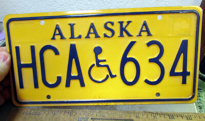 Alaska Handicap Metal License Plate HCA 634, gold style, expired dec ...