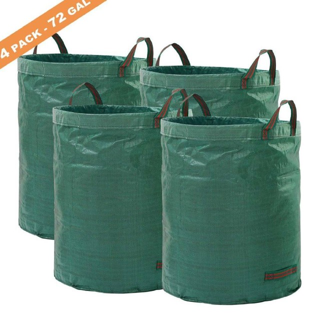 4pcs Heavy Duty Garden Waste Bags Reusable Rubbish Grass Refuge Sacks ...