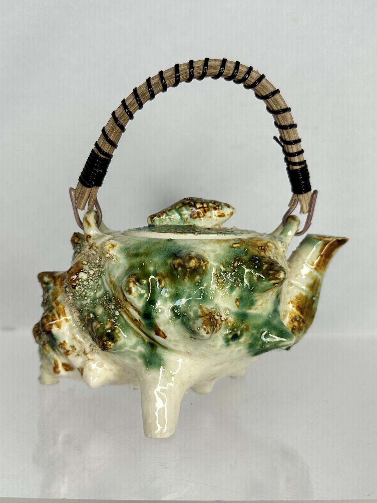 Conch Shell Teapot Basket Weave Handle 1970's Florida | eBay