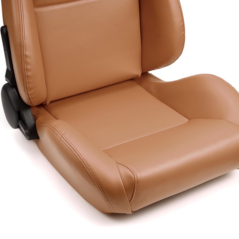 Universal 1 Pair Brown OBS Style Reclinable PVC Leather Car Seats | Right