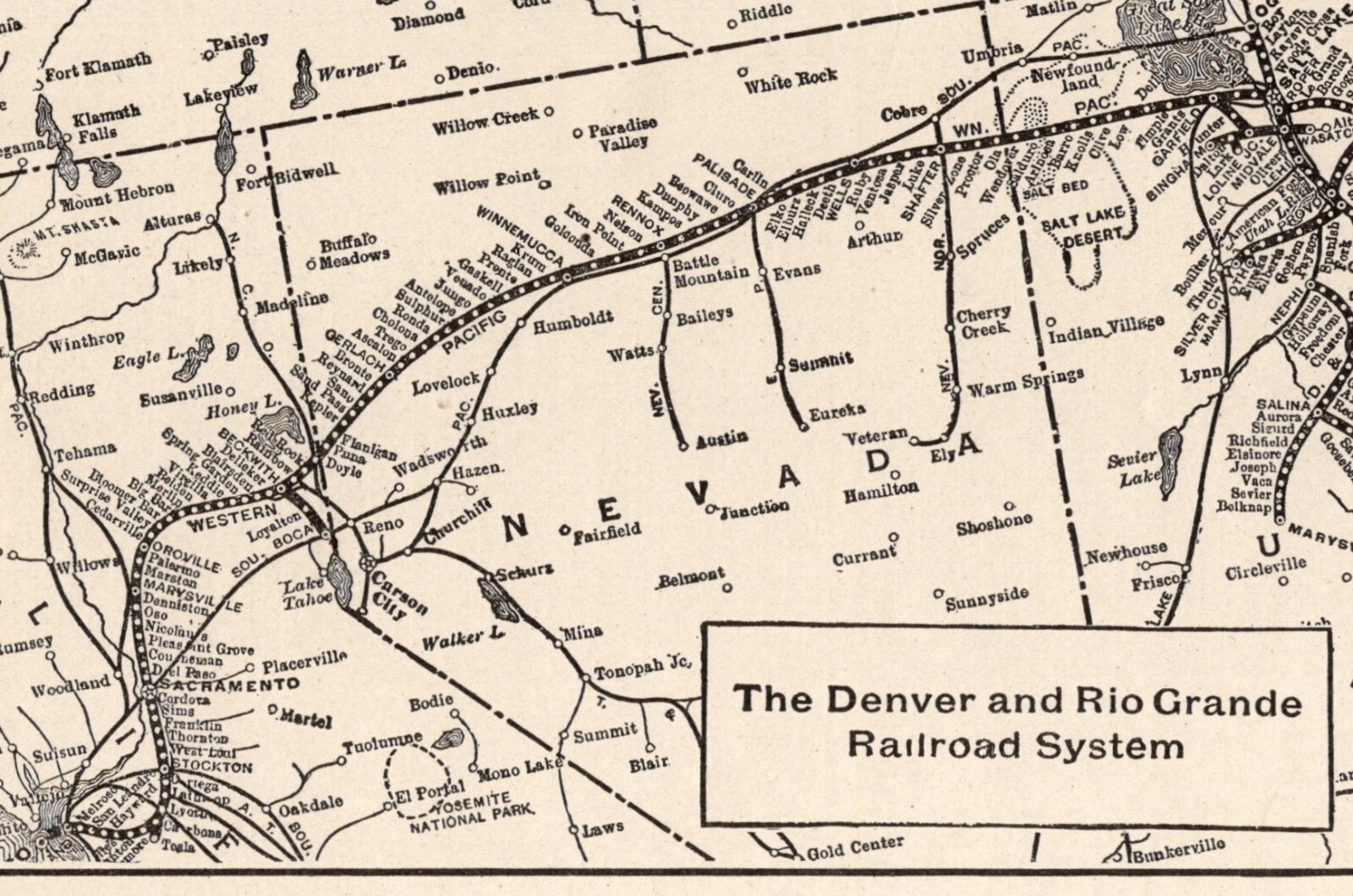 1914 Denver and Rio Grande Railroad System Map Vintage Railway Map 1680 ...