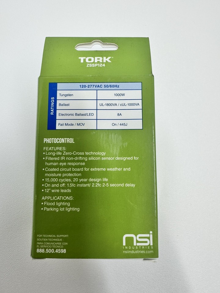 Tork ZSSP124 LED Photocontrol 120-277VAC 8A Outdoor Light Sensor Switch ...