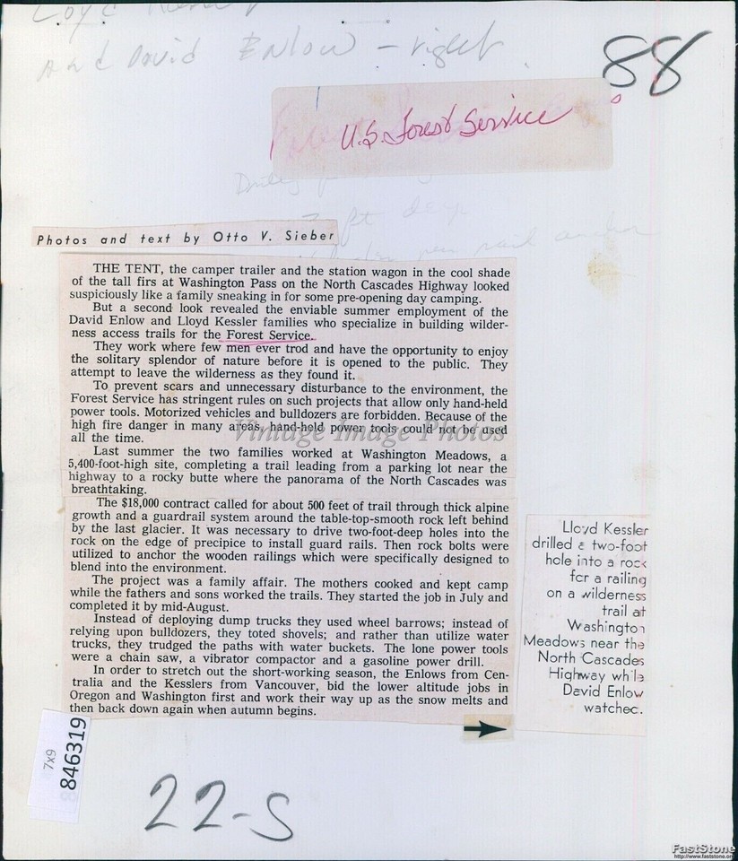 1988 Lloyd Kessler David Enlow Install Forest Service Rails Government ...