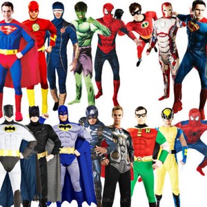 Deluxe Superhero Muscle Mens Fancy Dress DC Marvel Comic Heroes Adult ...