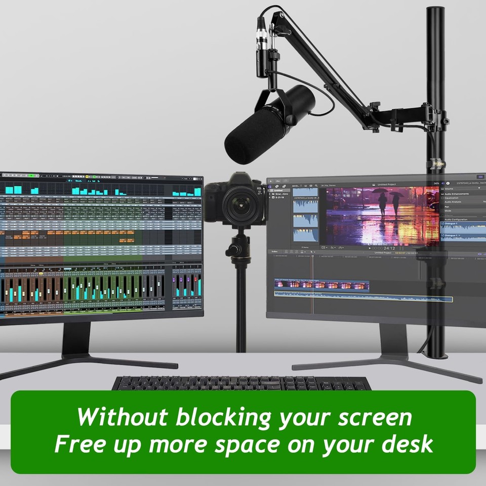 Mic Boom Arm, Adjustable Height Overhead Microphone Stand with ...