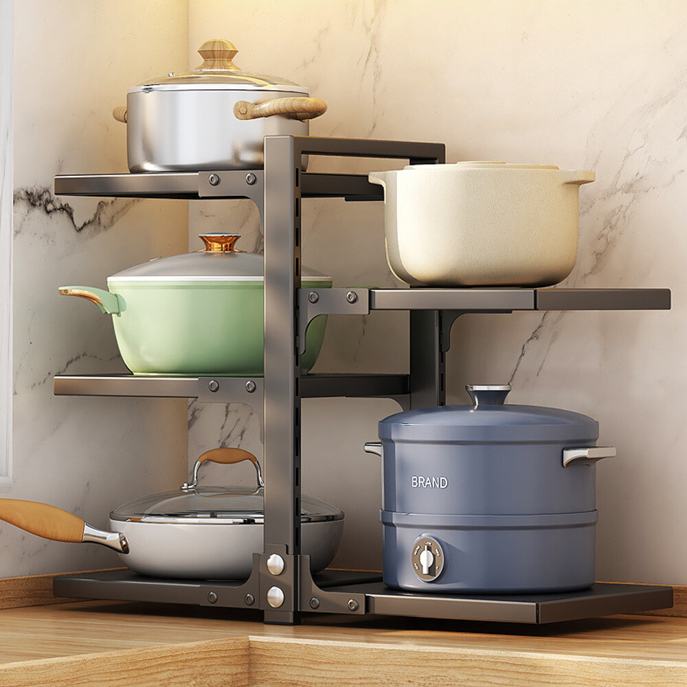 Adjustable Pan Organiser Kitchen Pot Saucepan Storage Rack Holder ...