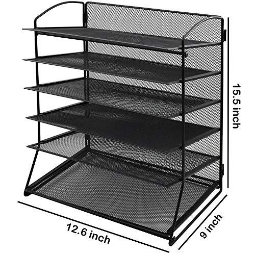 GDINDINFAN 6 Tier Paper Letter Tray Organizer Mesh Desktop File ...