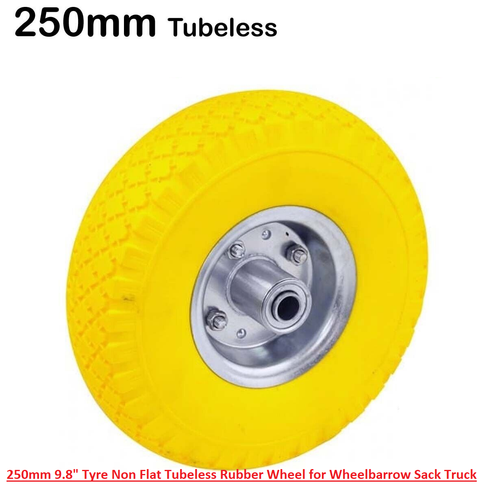 2 X 250mm 9.8" Tyre Non Flat Tubeless Rubber Wheel for Wheelbarrow Sack ...