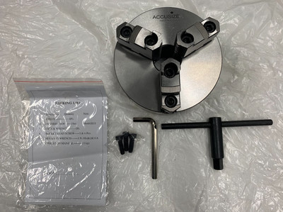 DEMO---6'' 2-Piece Reversible Jaws 3-Jaw Chuck Plain Back,x 0.003'' T.I ...
