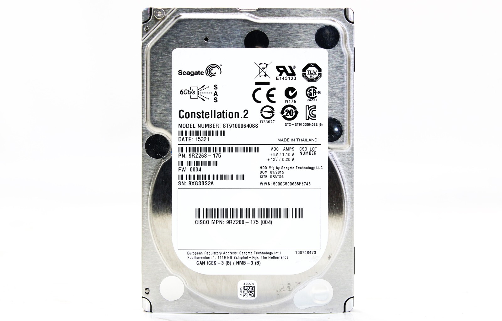 Seagate ST91000640SS 1TB 7200RPM 64MB Cache 6Gb/s 2.5" SAS Server Hard ...