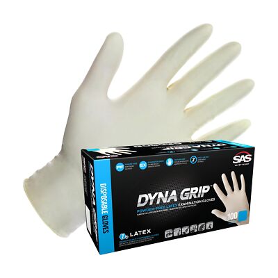 Dyna Grip Powder-Free Premium Latex Disposable Gloves- 10 boxes / 100 ...