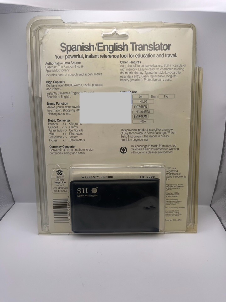 SII Seiko Instruments Spanish English Translator TR-2200 VERIFIED | eBay
