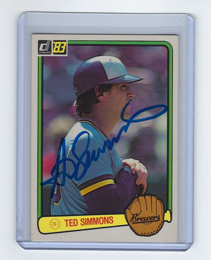 1983 BREWERS Ted Simmons signed card Donruss #332 AUTO Autographed ...