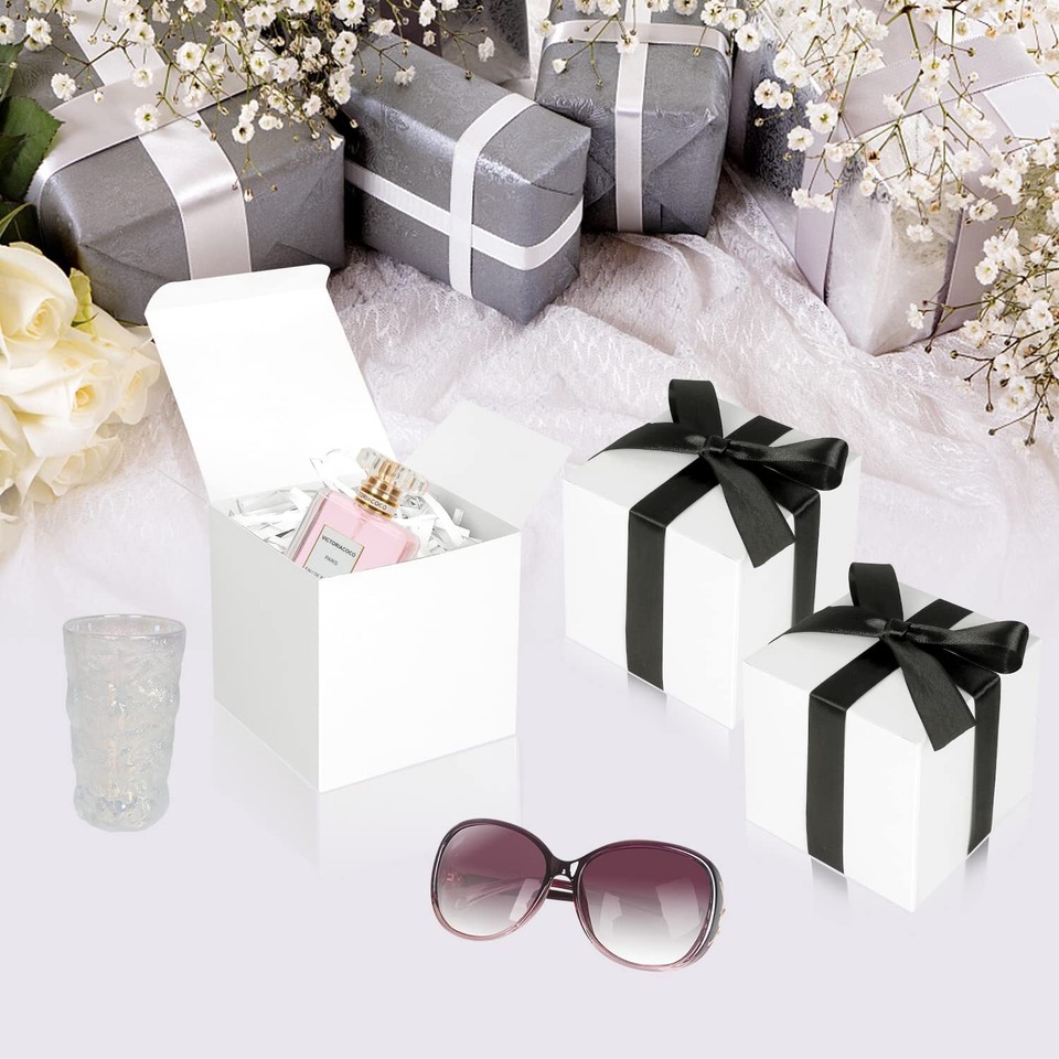 White Gift Boxes 5x5x5 30 Pack Paper Gift Boxes with Lids for Gift ...