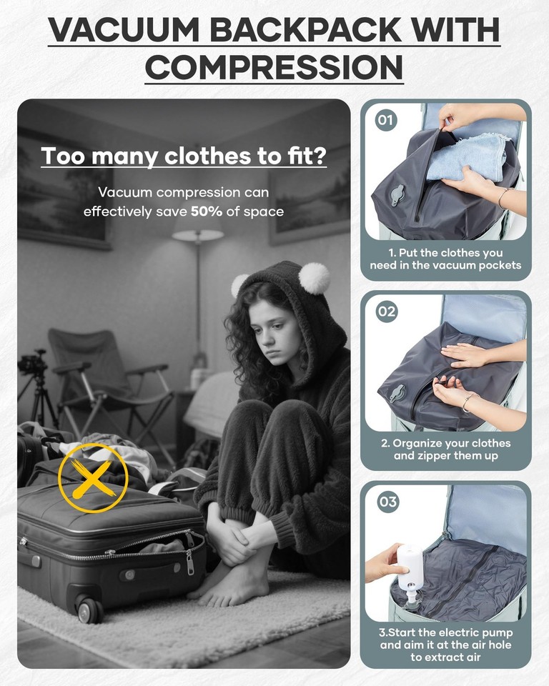 Vacuum Seal Backpack Travel Laptop Backpacks For Men Personal Travel ...