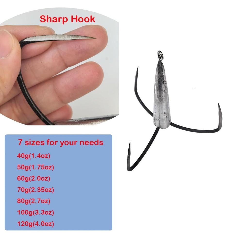 2pcs/Pack Snagging Hooks Snagging Weighted Big Treble Hooks Sharp ...