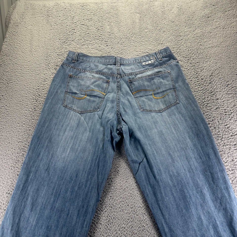 Vintage Cube Jeans Mens 40X32 Blue Denim Cotton Straight Baggy Faded ...