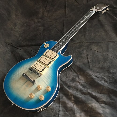 Custom Blue Flamed Maple Top Ace Frehley LP Solid Electric Guitar H-H-H ...