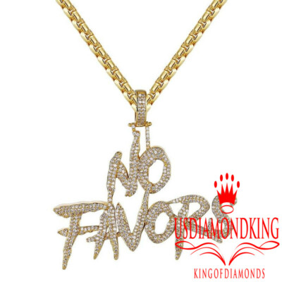 Mens 14k Yellow Gold Tone Solitaire No Favors Rapper Custom Pendant ...
