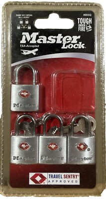 Master Lock 7/8" Keyed Alike Steel Luggage Bag Lock Chrome TSA App ...