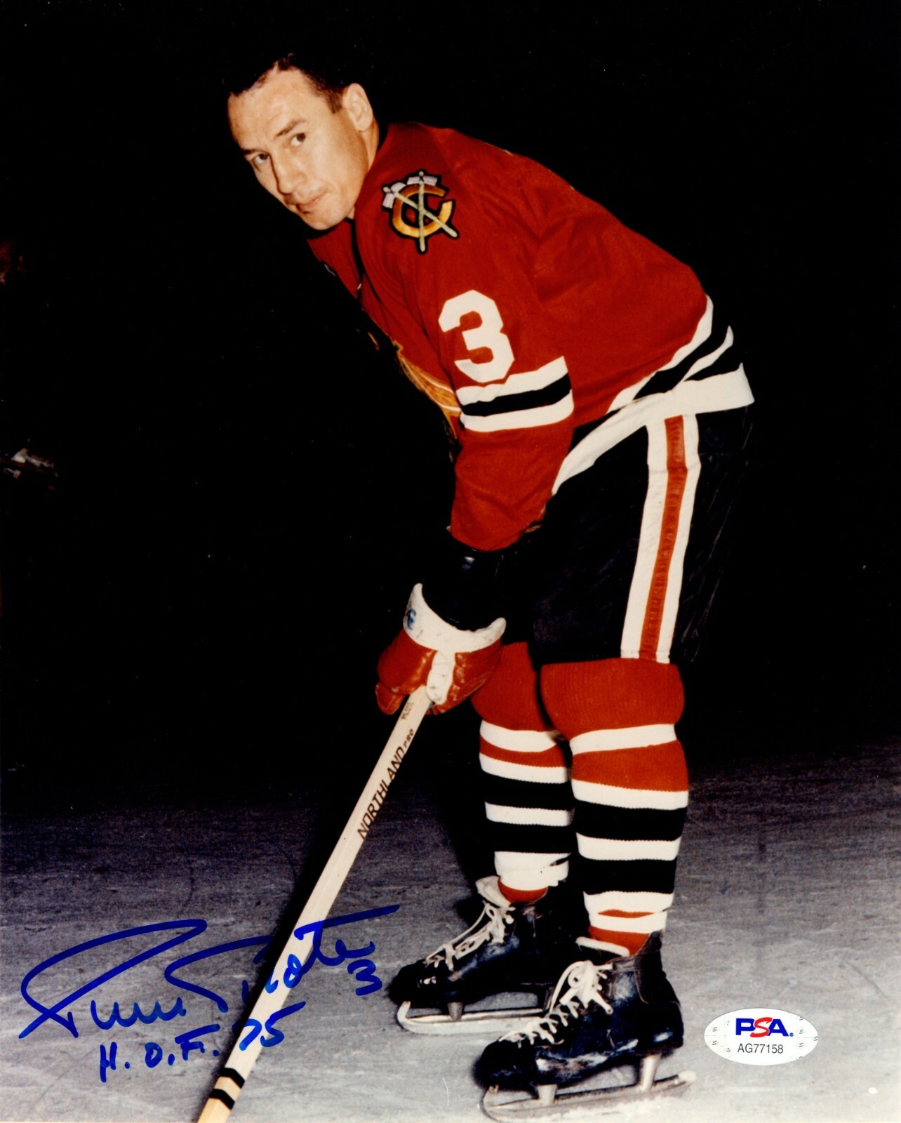 Pierre Pilote autographed signed 8x10 photo NHL Chicago Black Hawks PSA ...