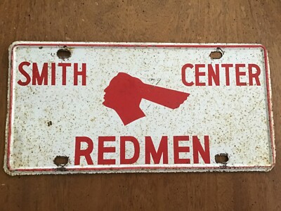 Smith Center Redmen License Plate Booster Indian vintage Kansas High ...