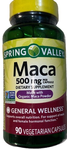 Spring Valley Maca 500mg-Made With Organic Maca Powder-90 Capsules. Exp ...