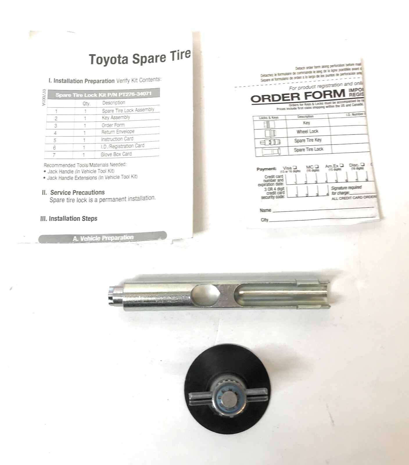 Genuine Toyota Accessories Spare Tire Lock Kit, PT276-34071 | eBay